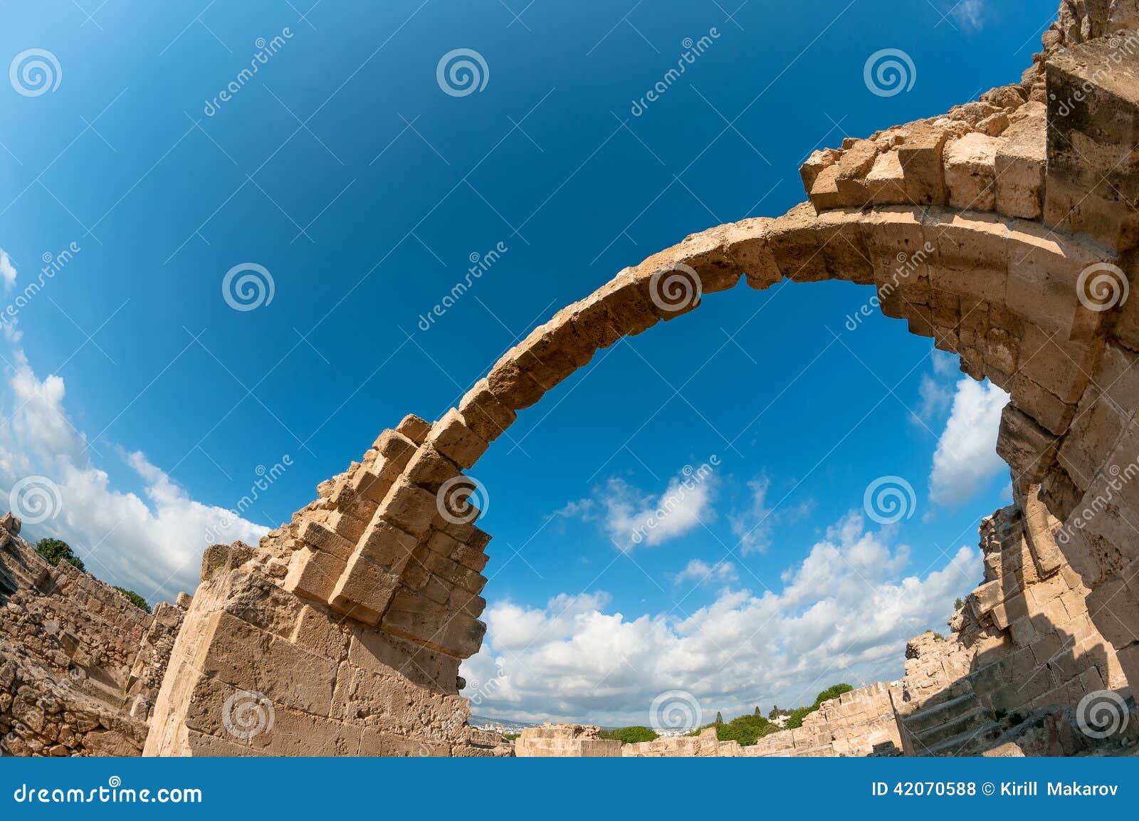 Ruins of Saranta Kolones Castle. Paphos, Cyprus Stock Photo - Image of ...
