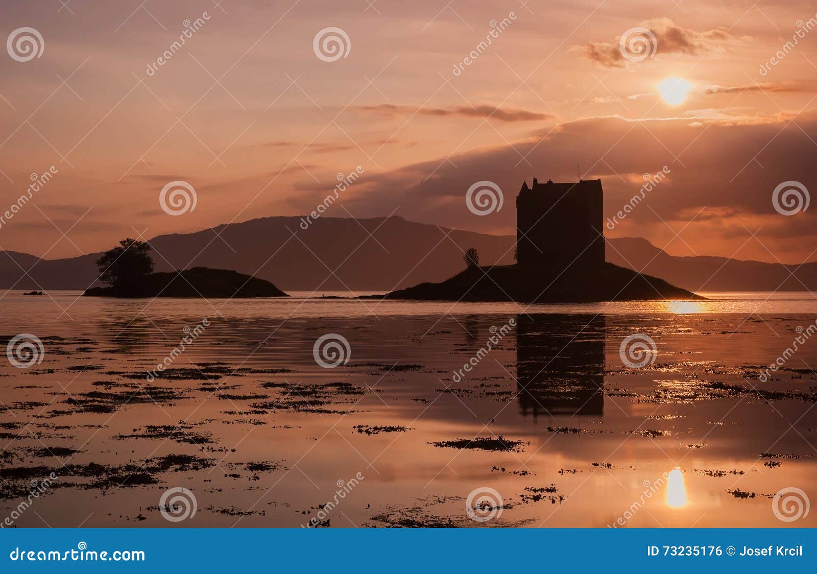 Ruins Scottish Castle Stalker Sunset Stock Photos - Free & Royalty-Free ...