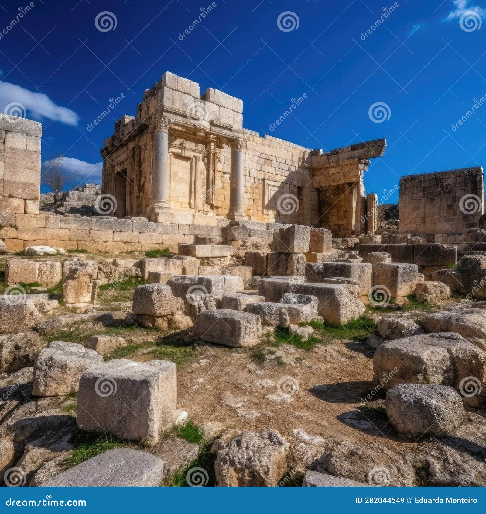 Ruins of the Second Temple in Jerusalem with a Clear Blue Sky in the ...