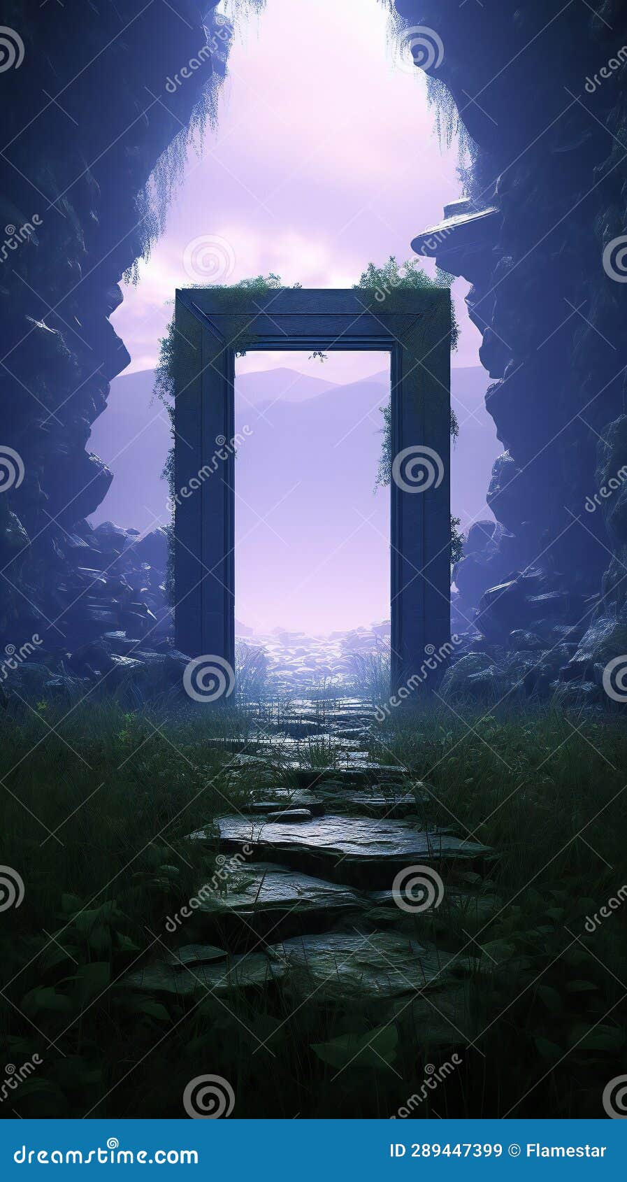 Ruins of a Simple Door S Gate with Mood Stock Illustration ...
