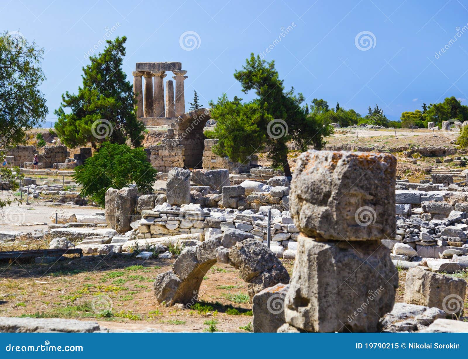 Ruins of Temple in Corinth, Greece Stock Image - Image of antique ...