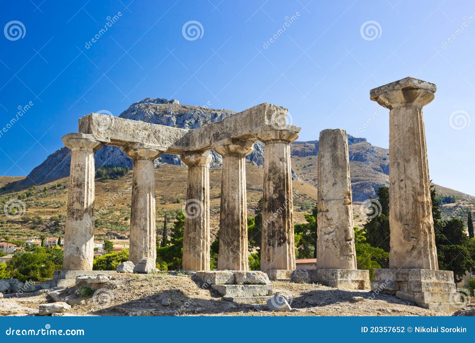 Ruins of Temple in Corinth, Greece Stock Photo - Image of apollo ...