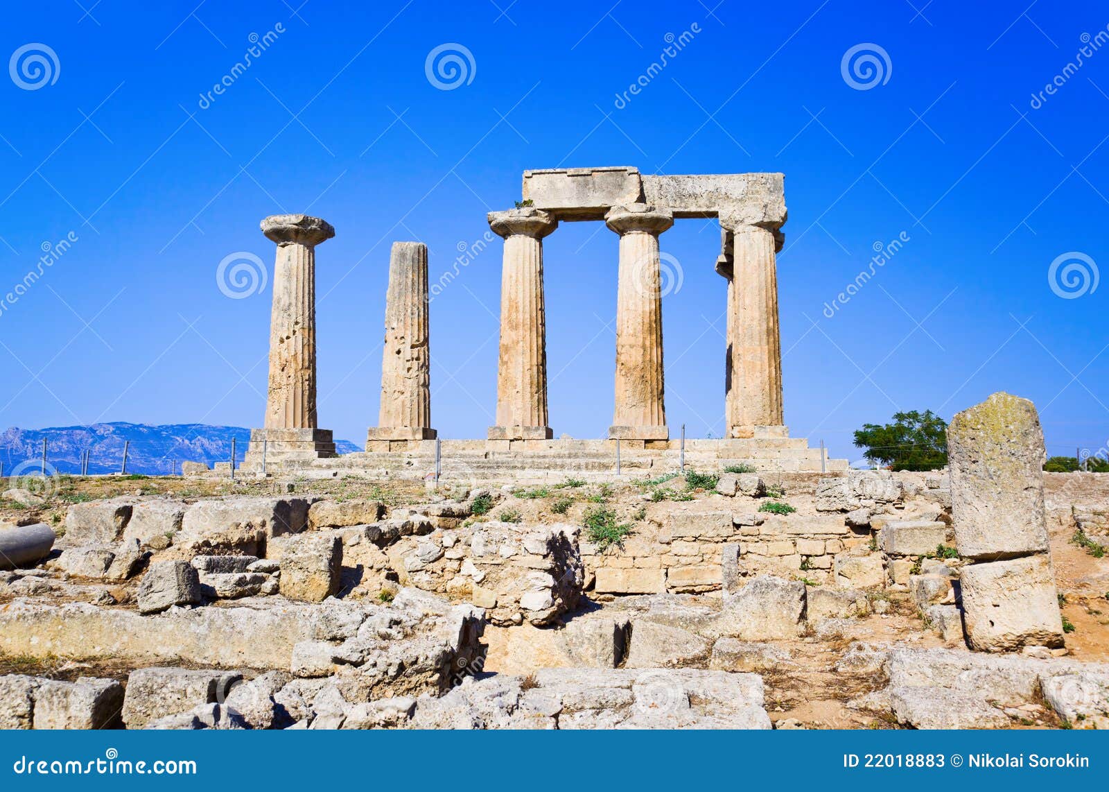Ruins of Temple in Corinth, Greece Stock Image - Image of background ...