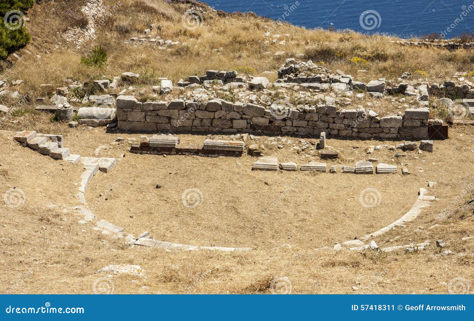 Ruins of Theatre at Ancient Thira, Santorini Stock Image - Image of ...