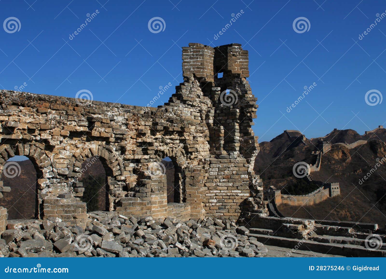Ruins of a Tower in the Great Wall of China Stock Photo - Image of ...