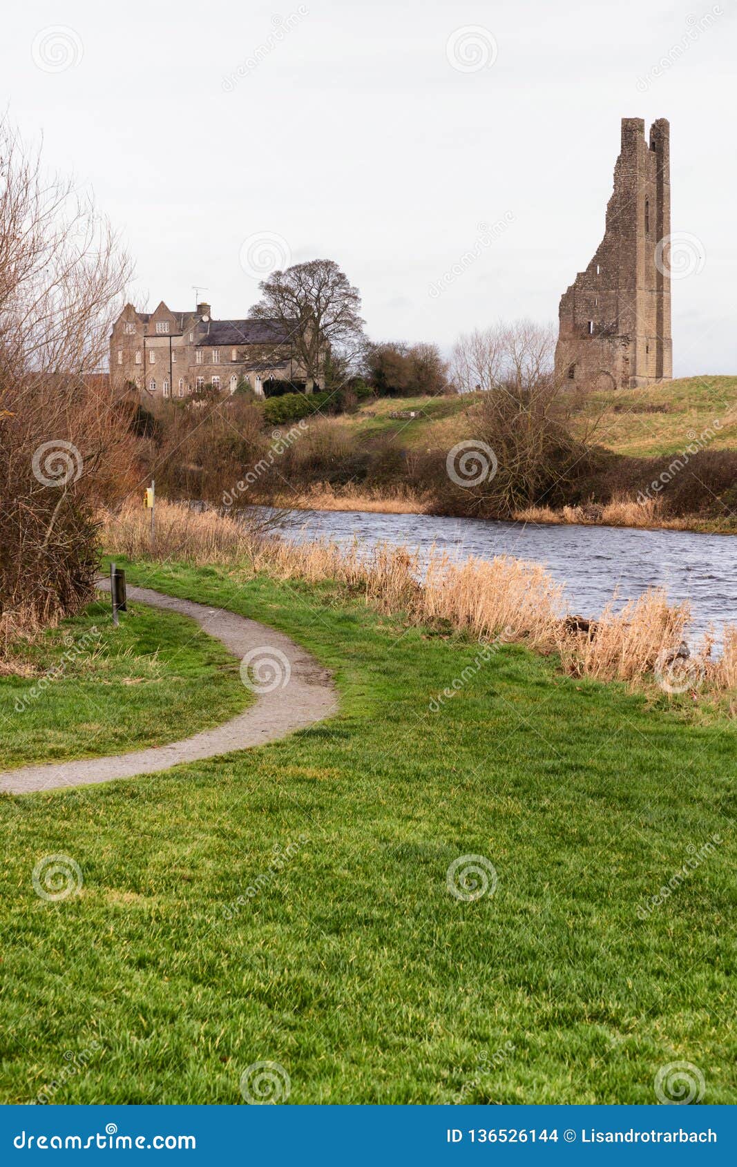 Ruins of Trim castle tower stock photo. Image of winter - 136526144