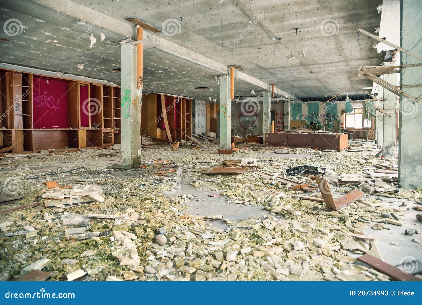 Ruins, View of an Old Commercial Building Stock Image - Image of ...