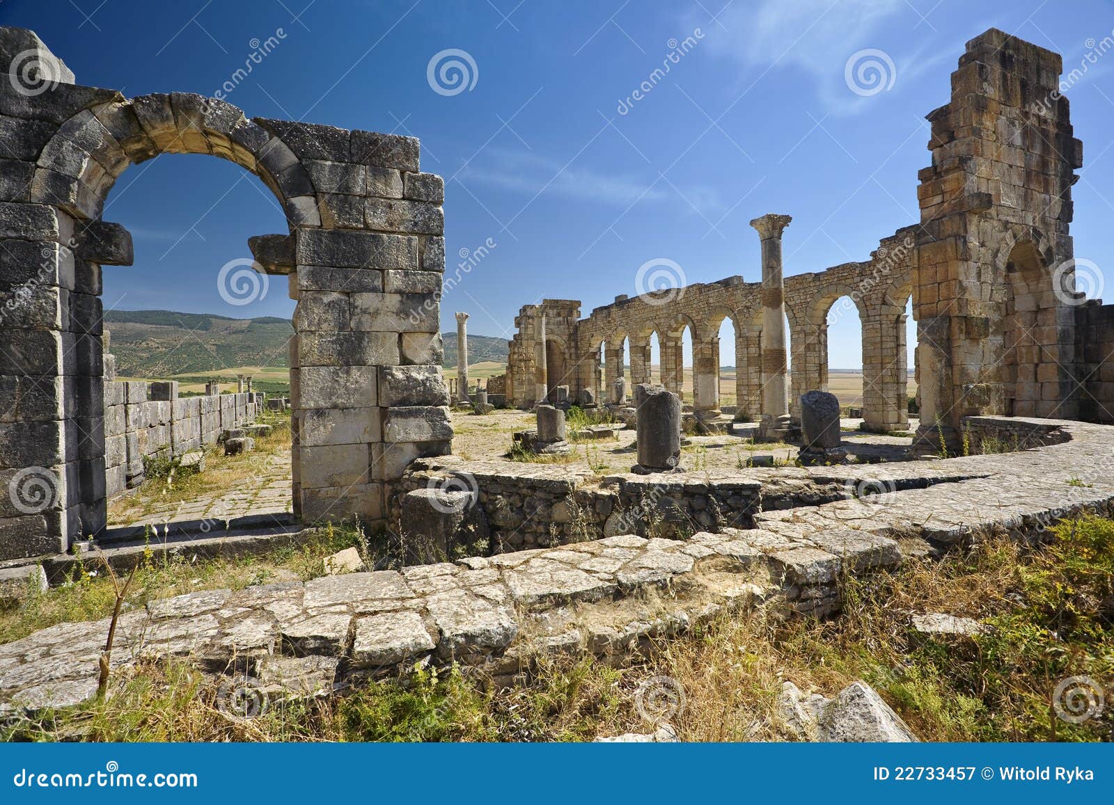 Ruins of Volubilis - the Basilica Stock Image - Image of limestone ...