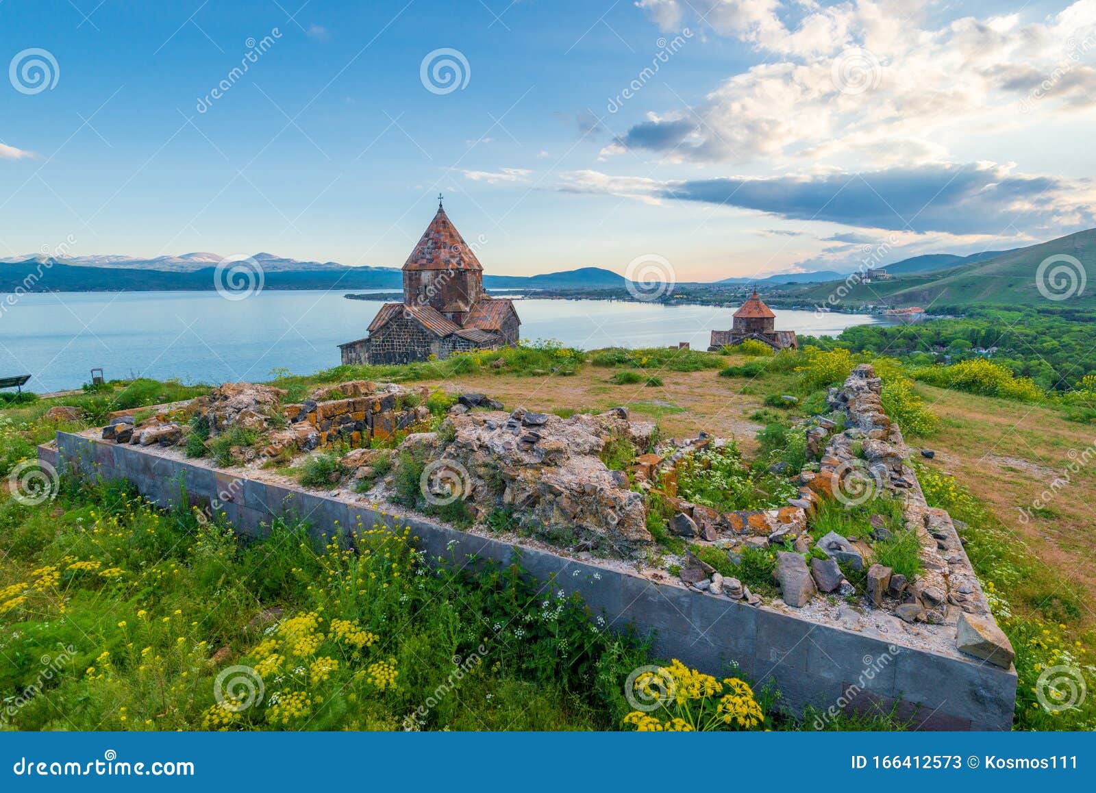 The Ruins and Walls of the Ancient Christian Monastery of Sevanavank on Lake Sevan Armenia Stock ...