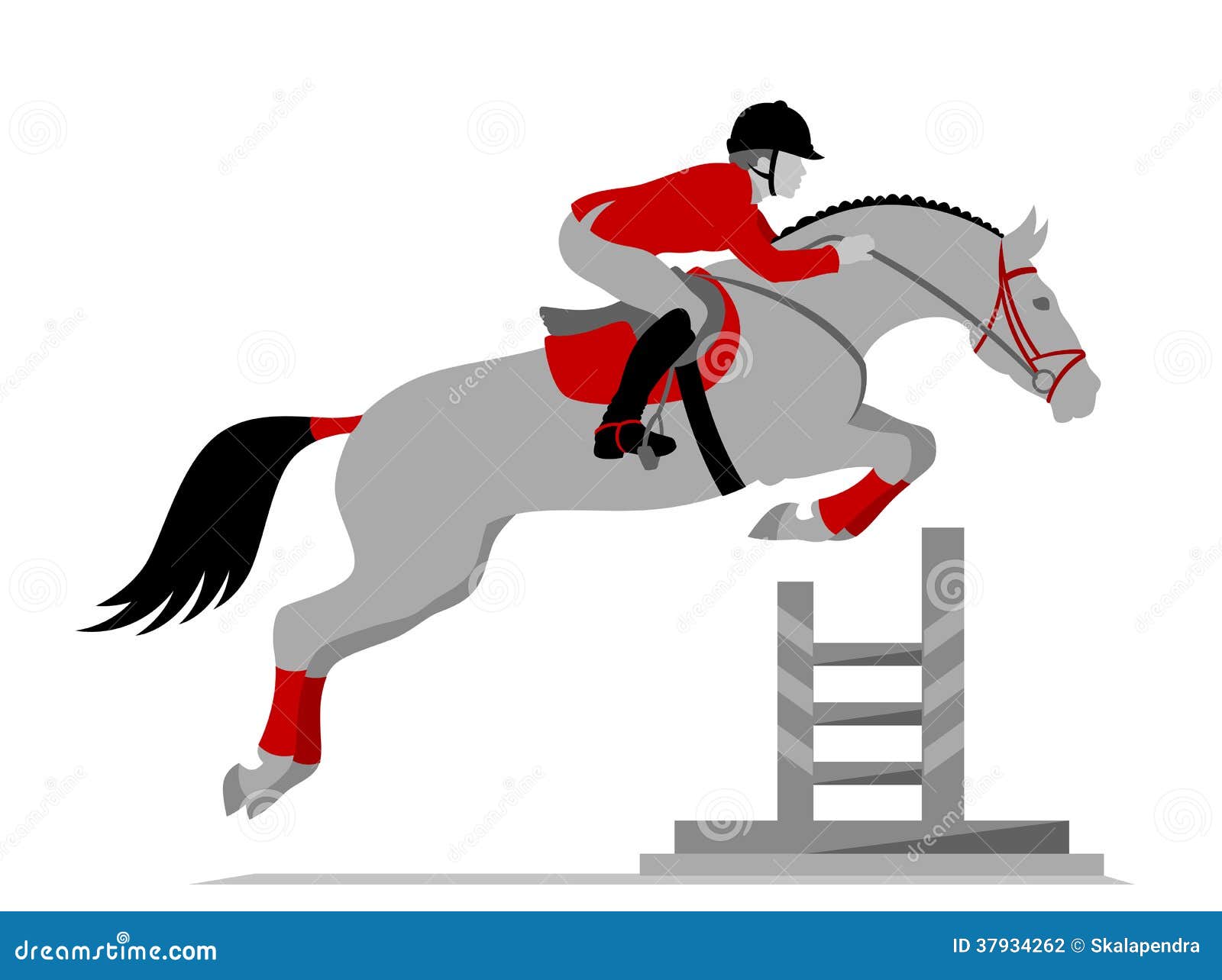 Ruiter Op Paard Het Springen Vector Illustratie - Illustration of paard ...