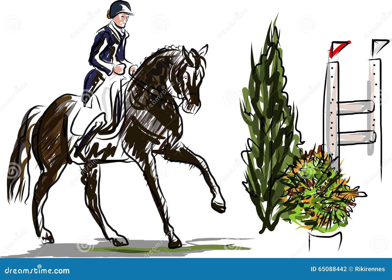 Ruiter Op Paard Het Springen Vector Illustratie - Illustration of ...