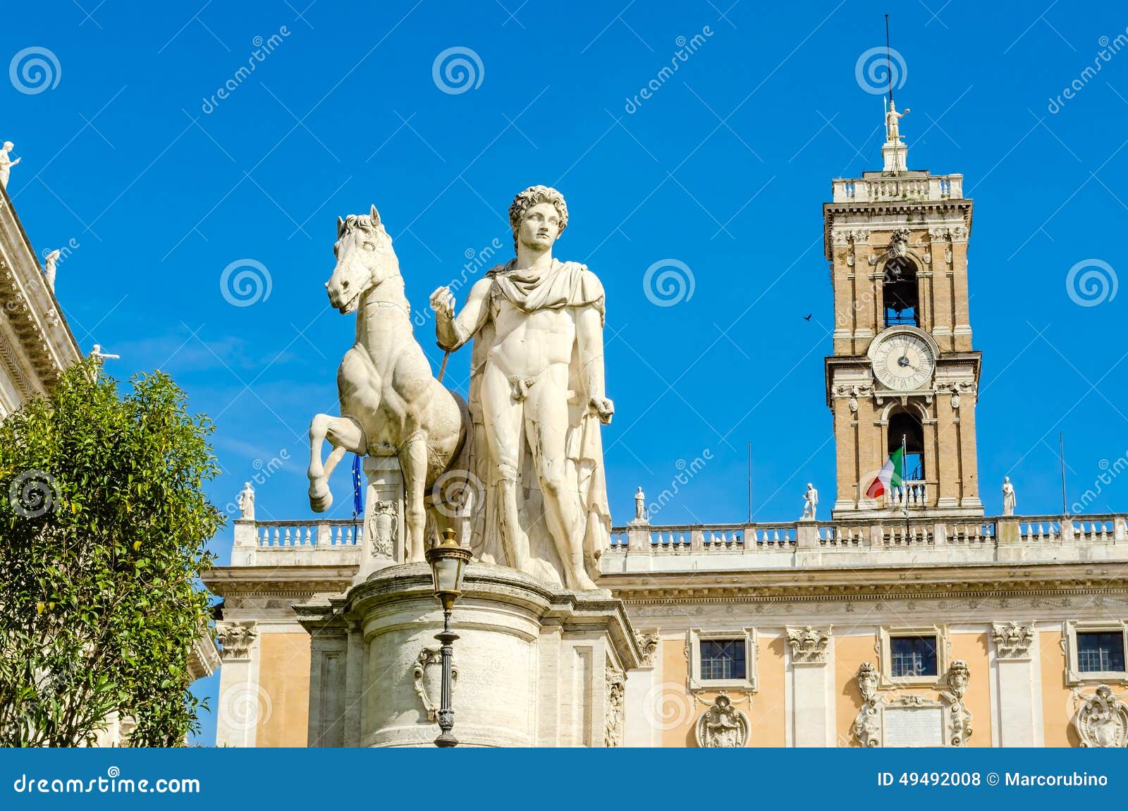 Ruiterstandbeeld Van Pollux Op Capitool, Rome Stock Foto - Image of ...