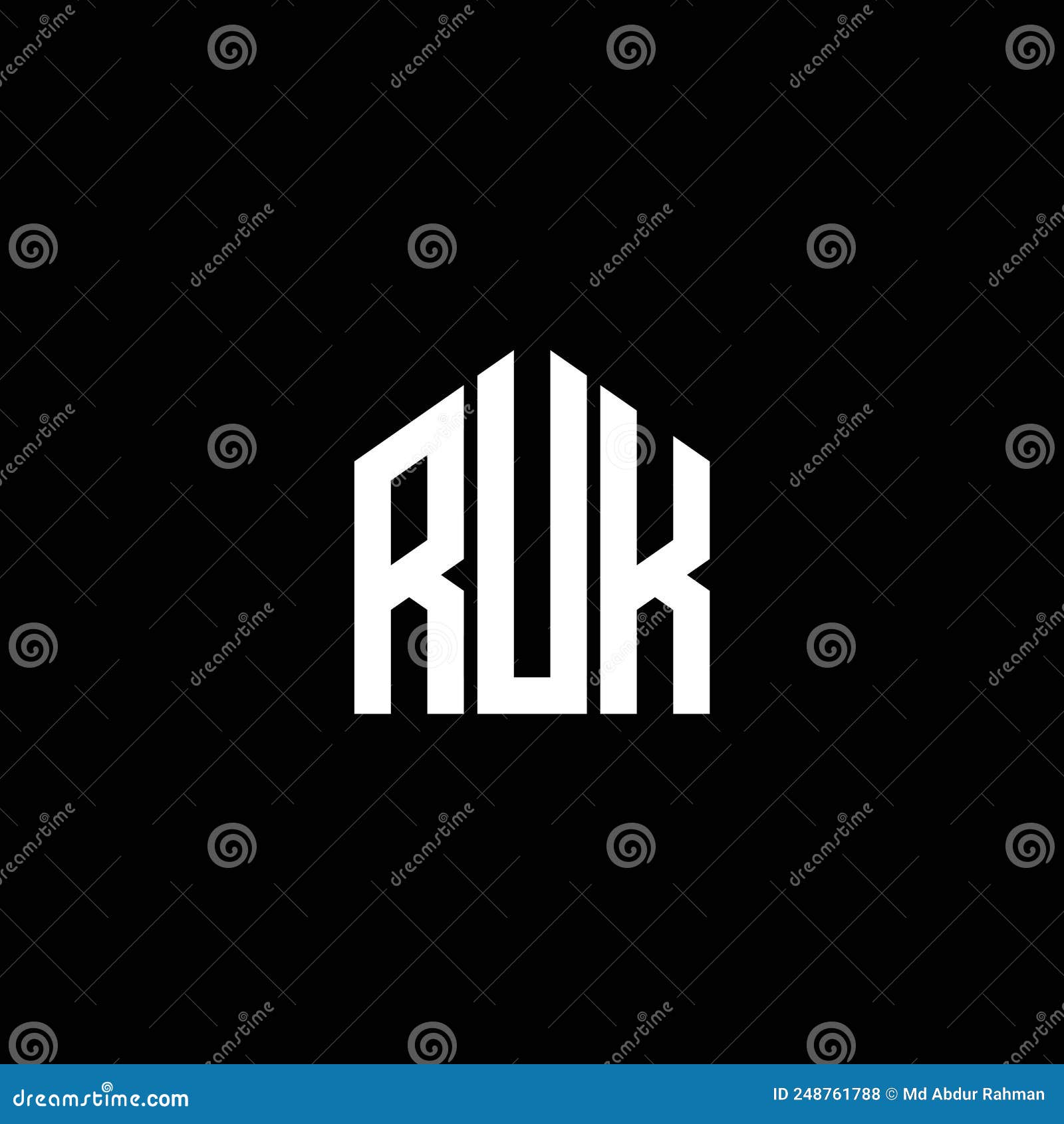 RUK Letter Logo Design on BLACK Background. RUK Creative Initials ...