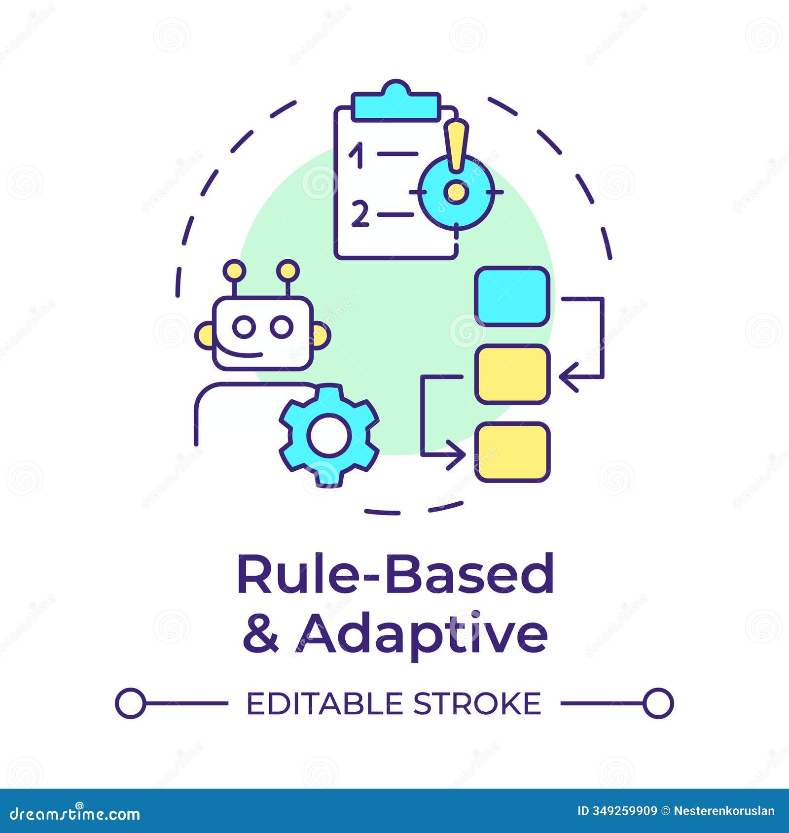 Rule Based and Adaptive RPA Multi Color Concept Icon Stock Vector ...