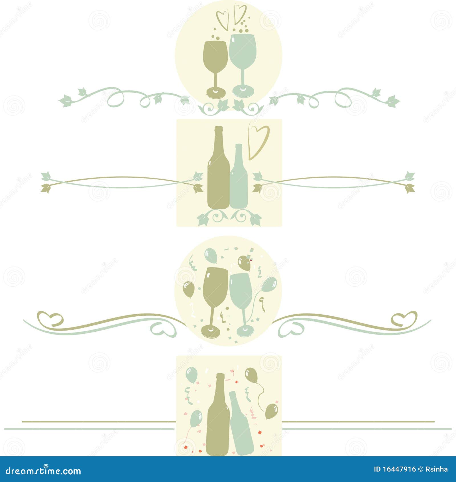 Rule Line or Divider with Wine Glasses or Bottles Stock Vector ...