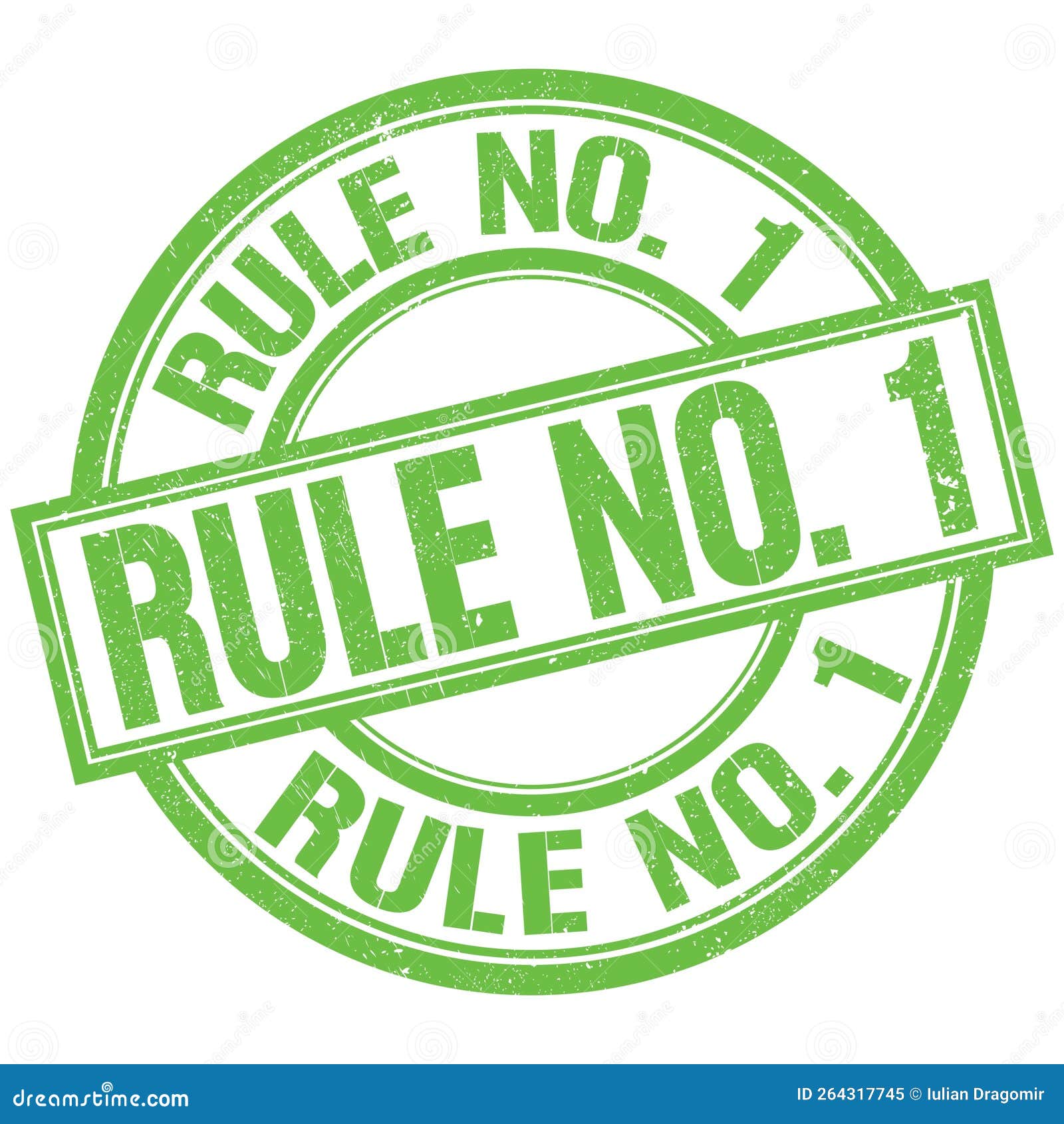 RULE NO. 1 Written Word on Green Stamp Sign Stock Illustration ...