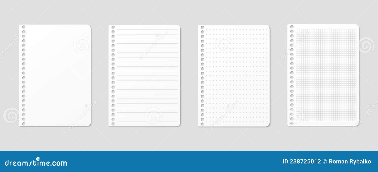 Ruled, Gridded and Dotted Sheets. Blank Sheets of Notebook with Grid ...