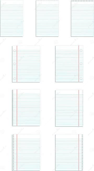 Ruled Paper Blank Vector Templates Stock Vector - Illustration of white ...