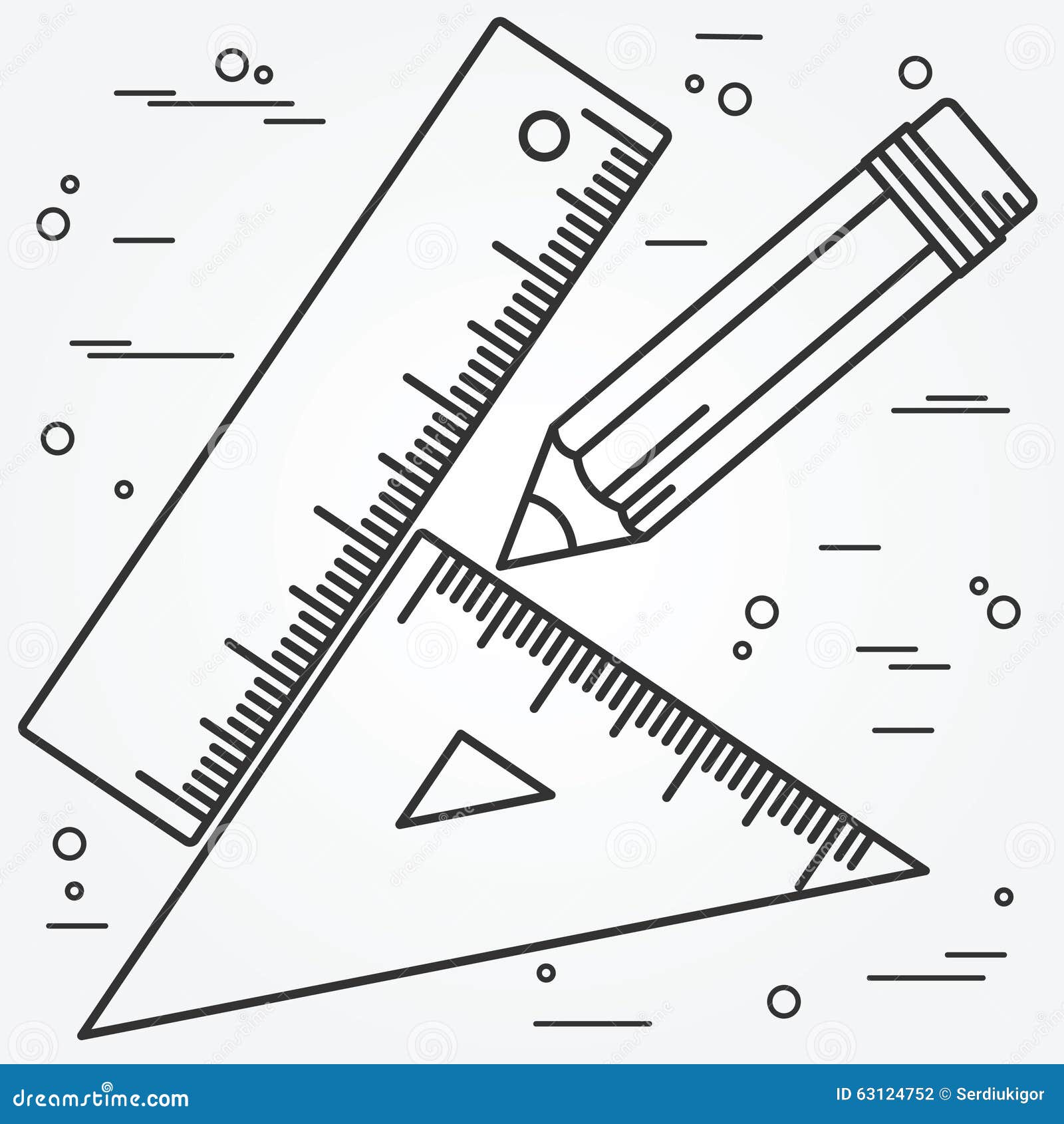 Ruler, Angle and Pencill Thin Line Design. Stock Vector - Illustration ...