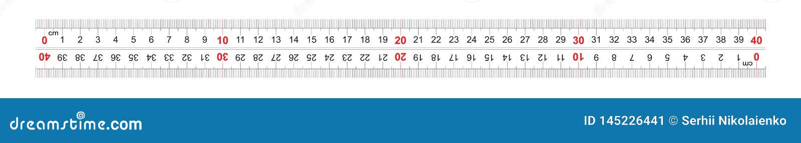 Ruler Bidirectional Double Sided 400 Millimeter, 40 Centimeter. the ...