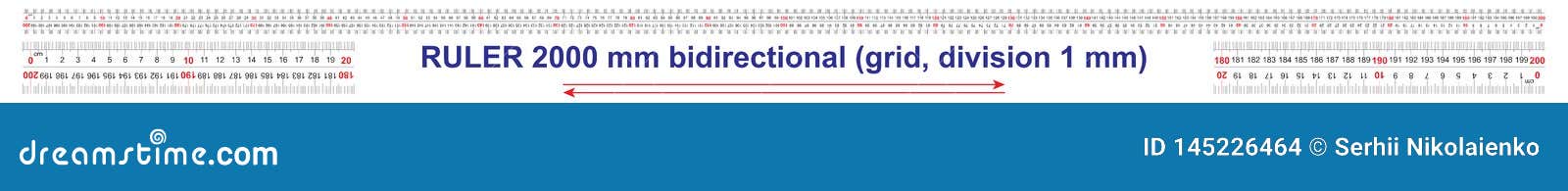 Ruler Of 2000 Millimeters. Ruler Of 200 Centimeters. Ruler Of 2 Meters ...