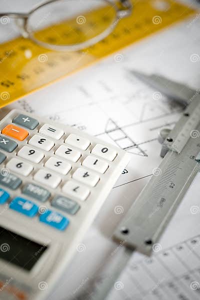Ruler and caliper stock image. Image of project, draft - 6435851