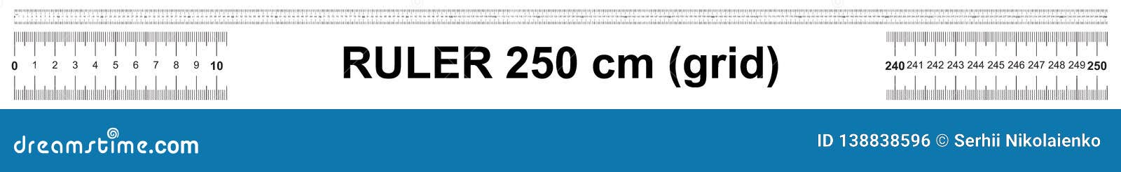 Ruler 250 Centimeter. Calibration Grid. Double Sided Measurement Tool ...