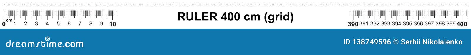 Ruler 400 Centimeter. Measurement Tool in Cm. Calibration Grid Stock ...