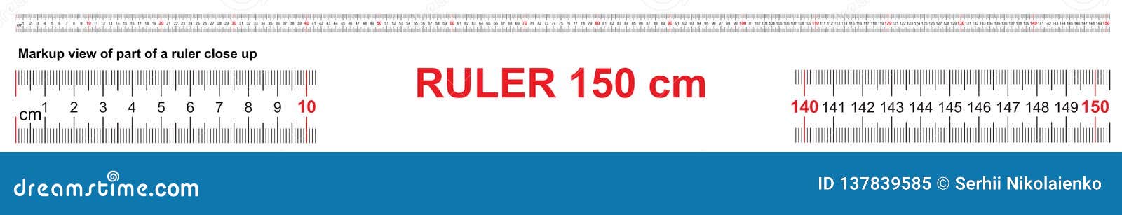 Ruler 150 Cm. Precise Measuring Tool. Ruler Scale 1,5 Meter. Ruler Grid ...