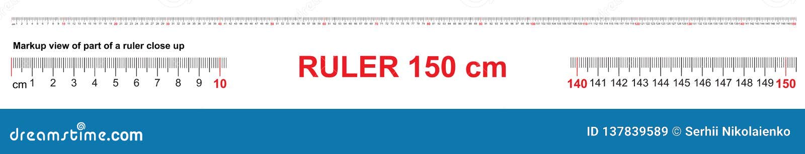 Ruler 150 Cm. Precise Measuring Tool. Ruler Scale 1,5 Meter. Ruler Grid ...