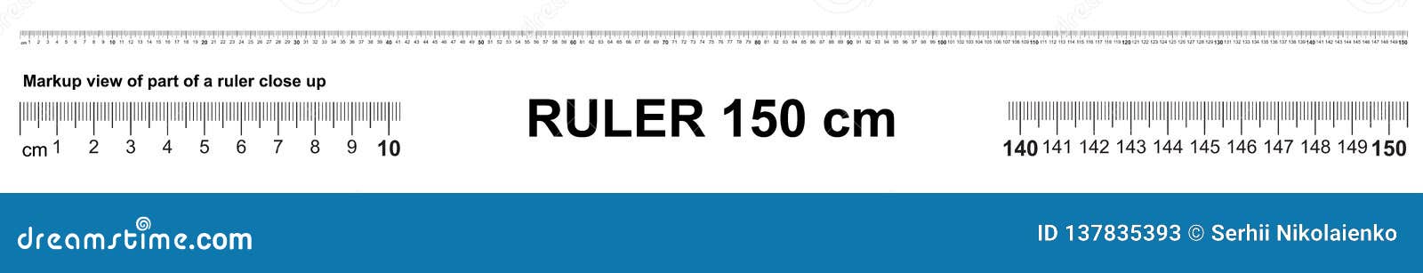Ruler 150 Cm. Precise Measuring Tool. Ruler Scale 1,5 Meter. Ruler Grid ...