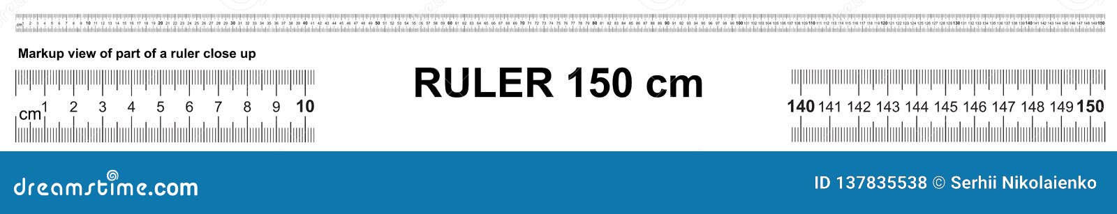 Ruler 150 Cm. Precise Measuring Tool. Ruler Scale 1,5 Meter. Ruler Grid ...