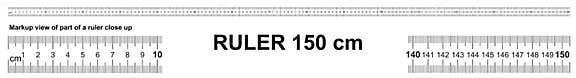 Ruler 150 Cm. Precise Measuring Tool. Ruler Scale 1,5 Meter. Ruler Grid ...
