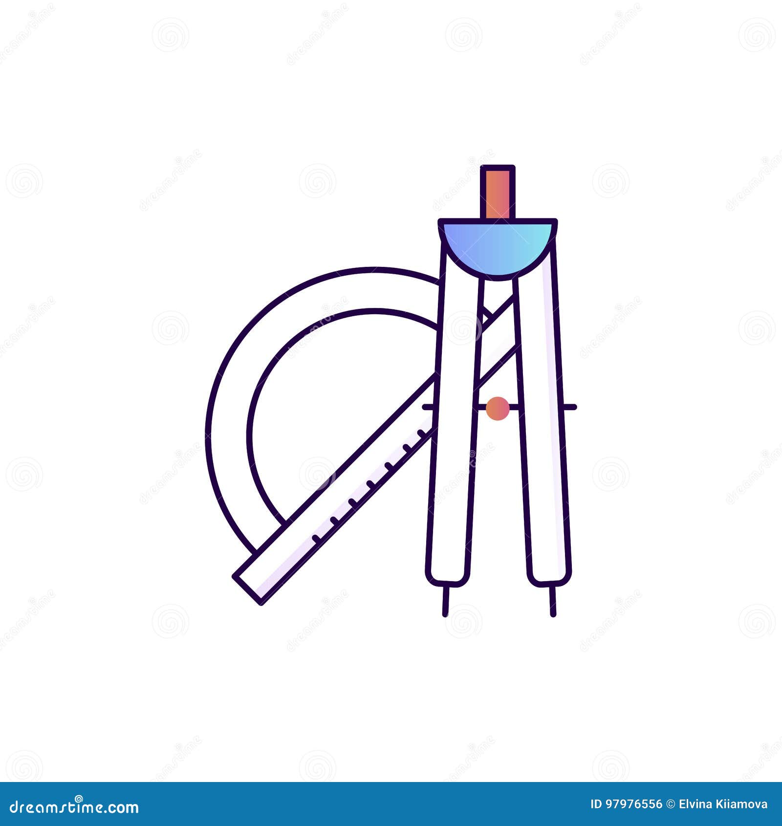 Ruler with Compass Icon. School Geometry Equipment Stock Vector ...