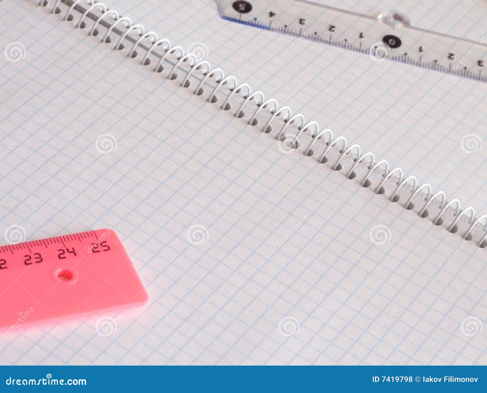 Ruler on copybook stock photo. Image of pink, close, paper - 7419798