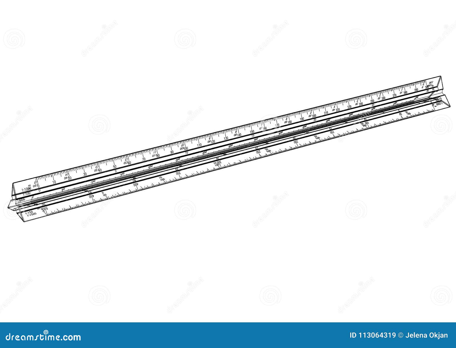 Ruler 3D Blueprint - Isolated Stock Illustration - Illustration of ...