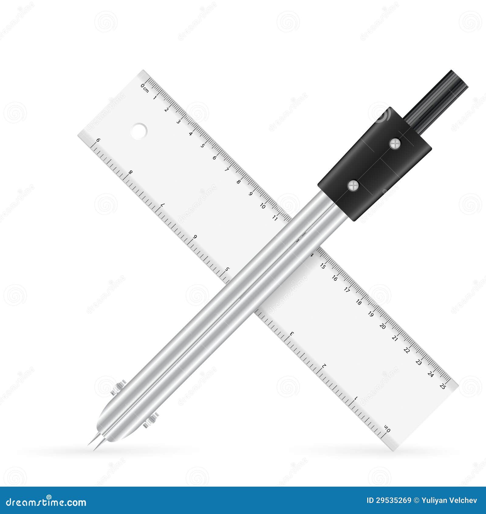 Ruler and drawing compass stock vector. Illustration of millimeter ...