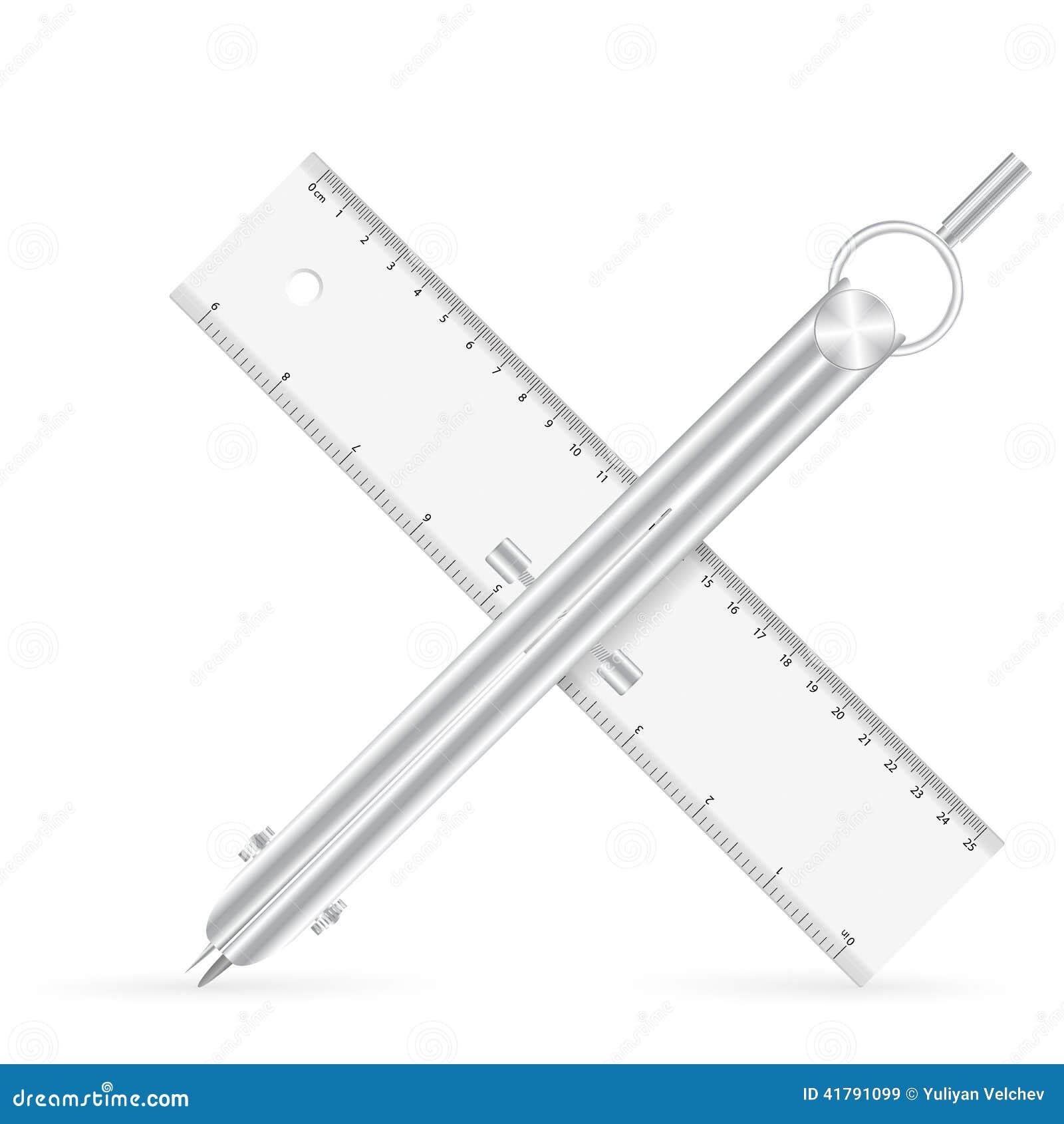 Ruler and drawing compass stock vector. Illustration of number - 41791099