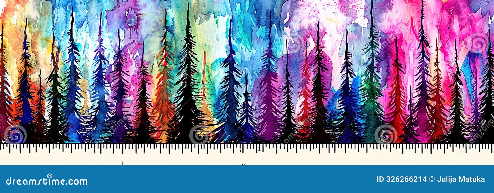 A Ruler with a Drawing of Trees on it Stock Photo - Image of plant ...