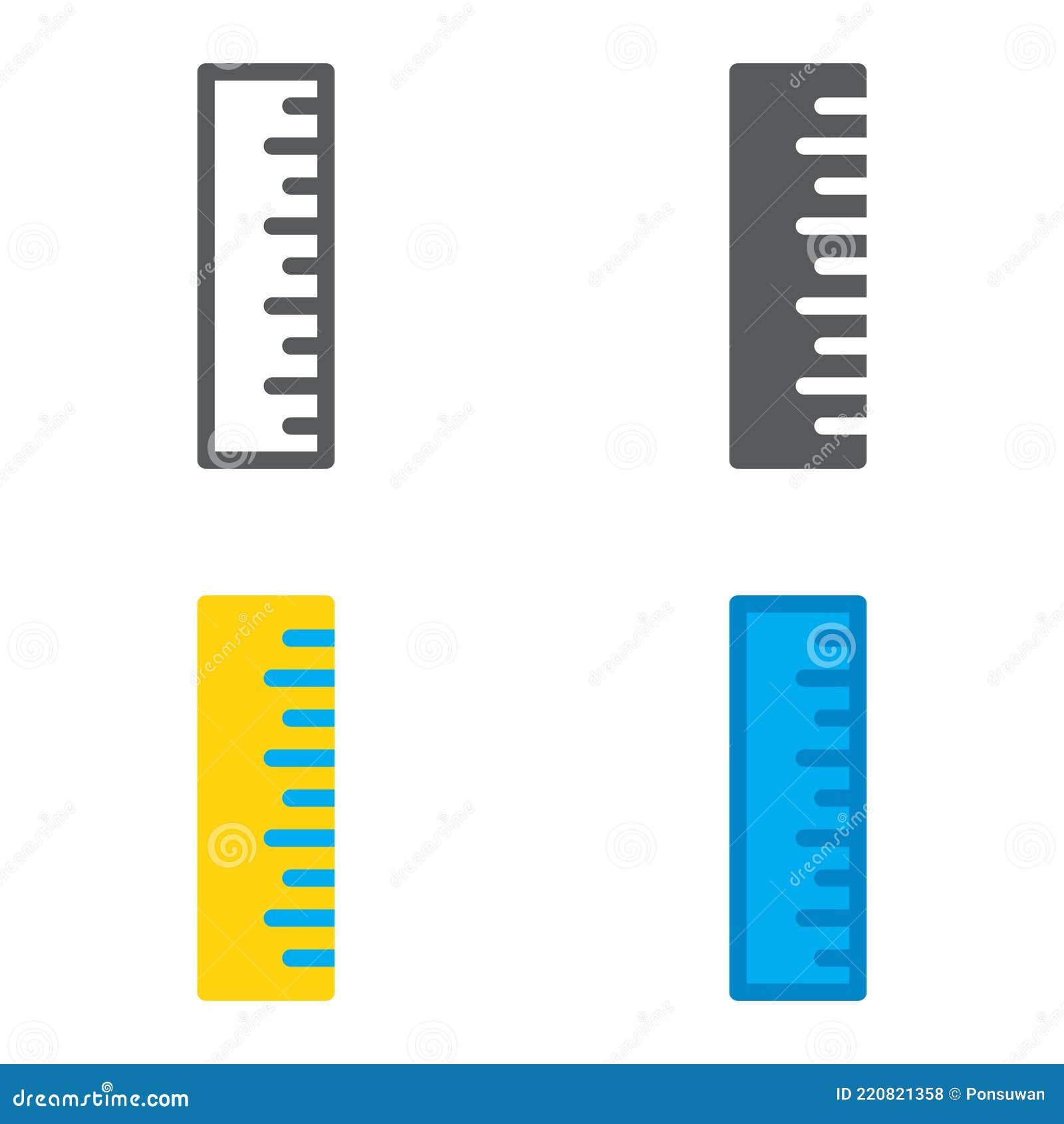 Ruler Flat Designed Icons Set. Vector Illustration Stock Vector ...