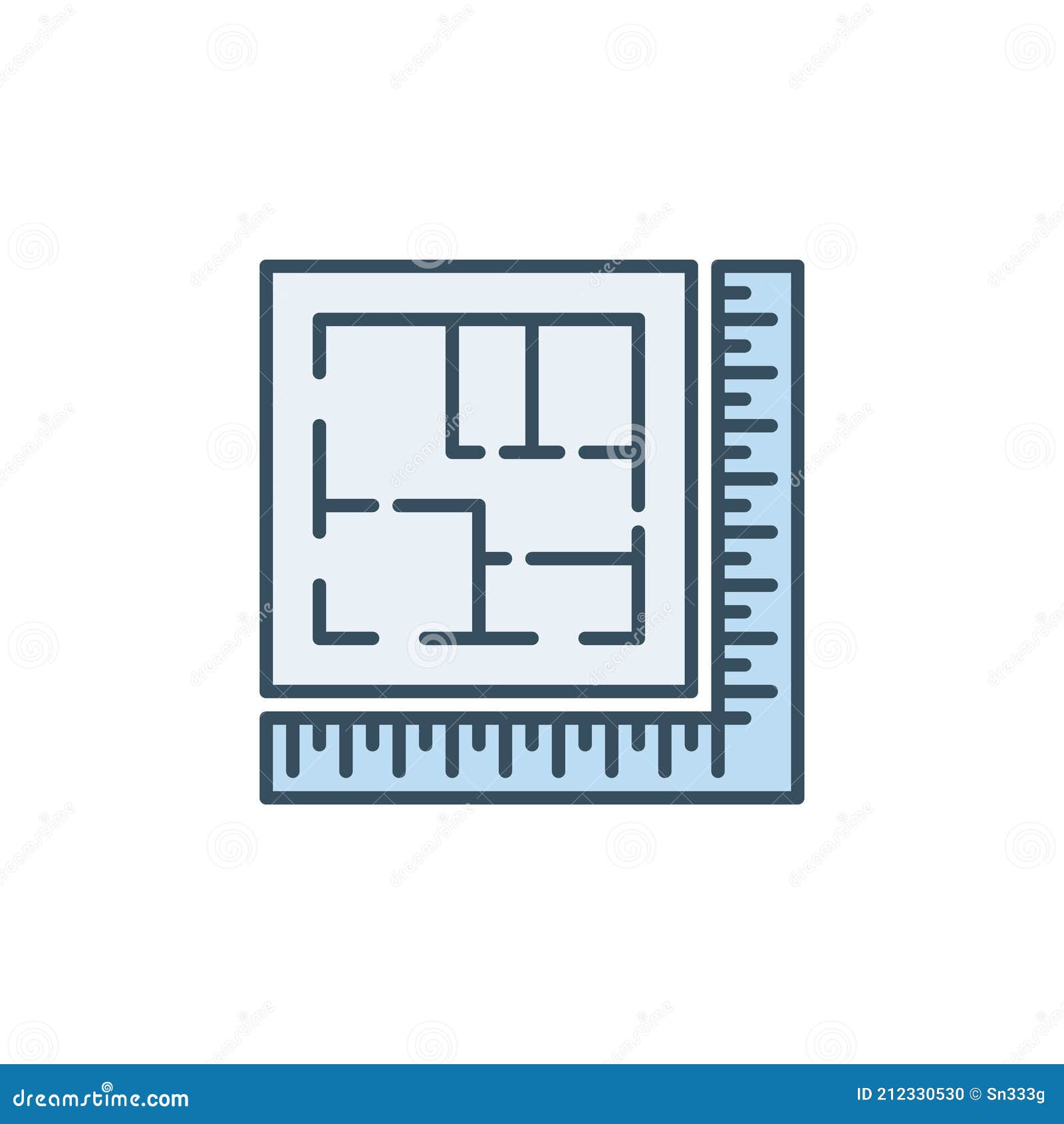 Ruler with House Plan Vector Architecture Colored Icon Stock Vector ...