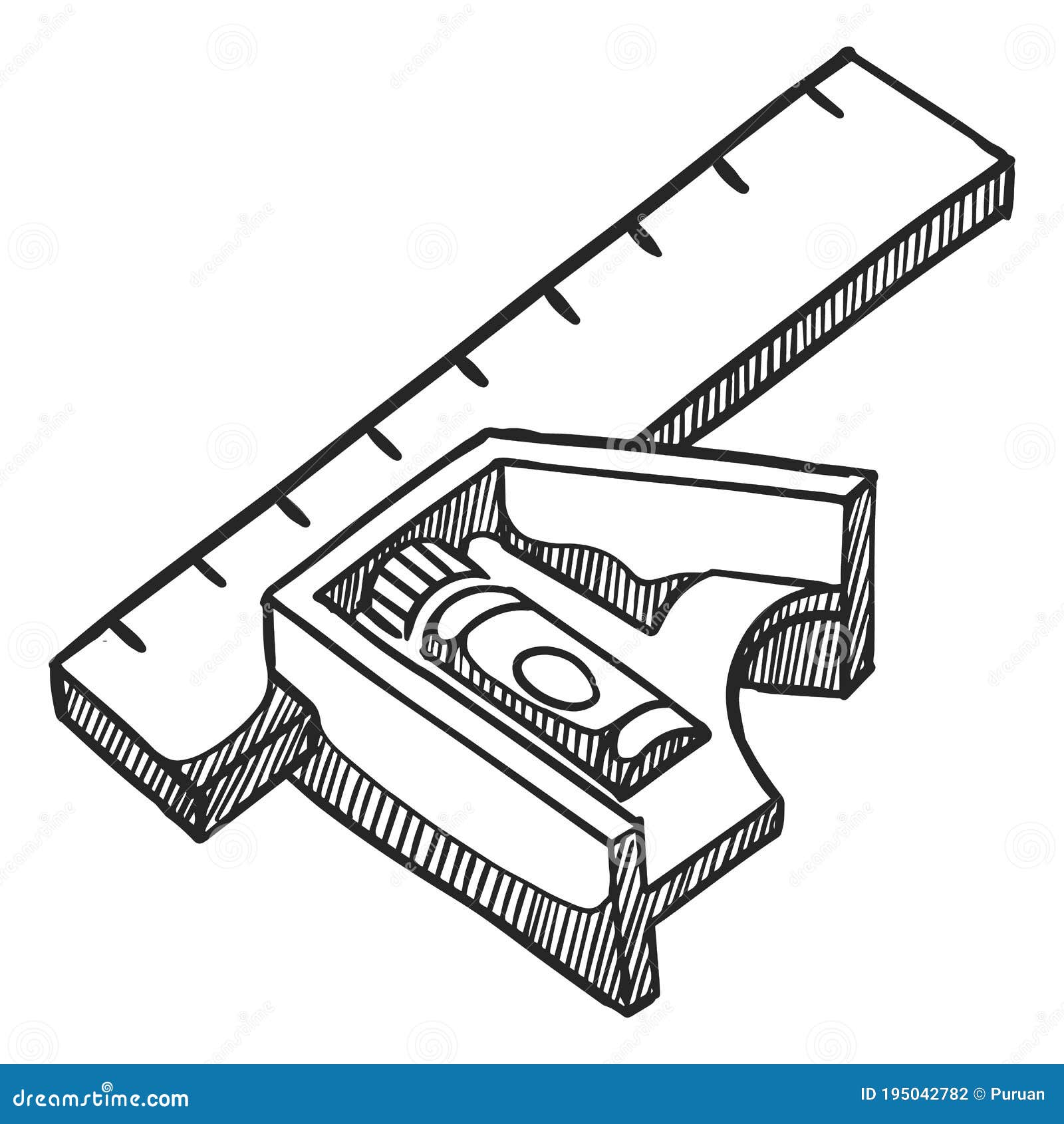 Ruler Icon in Sketch Style. Stock Vector - Illustration of outline ...