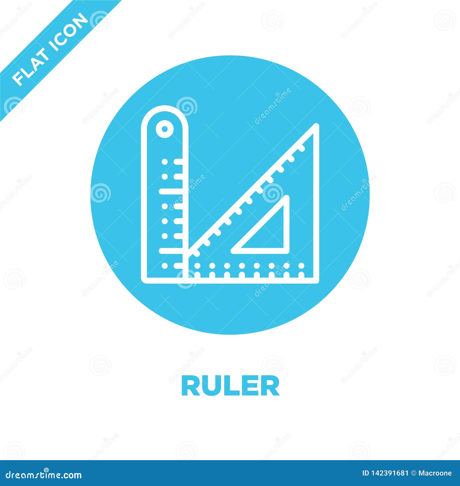 Ruler Icon Vector from Stationery Collection. Thin Line Ruler Outline ...