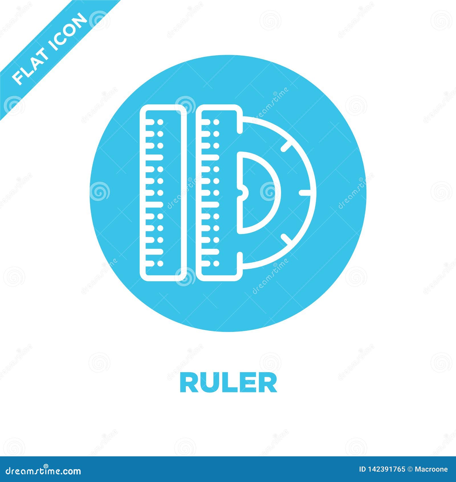 Ruler Icon Vector from Stationery Collection. Thin Line Ruler Outline ...