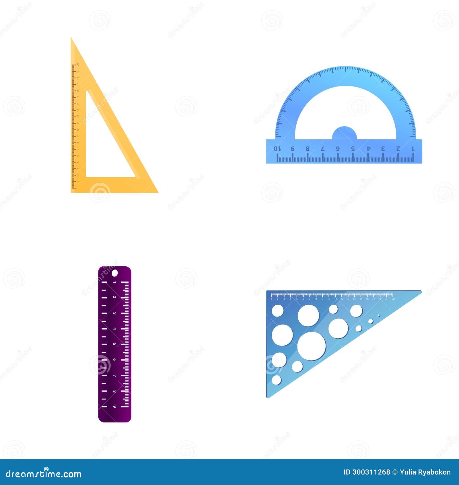 Ruler Icons Set Cartoon Vector. Protractor Ruler and Triangle Stock ...