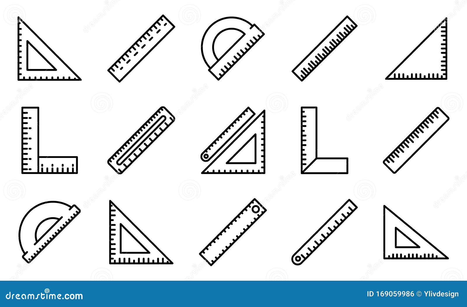 Ruler Icons Set Cartoon Vector. Protractor Ruler And Triangle ...