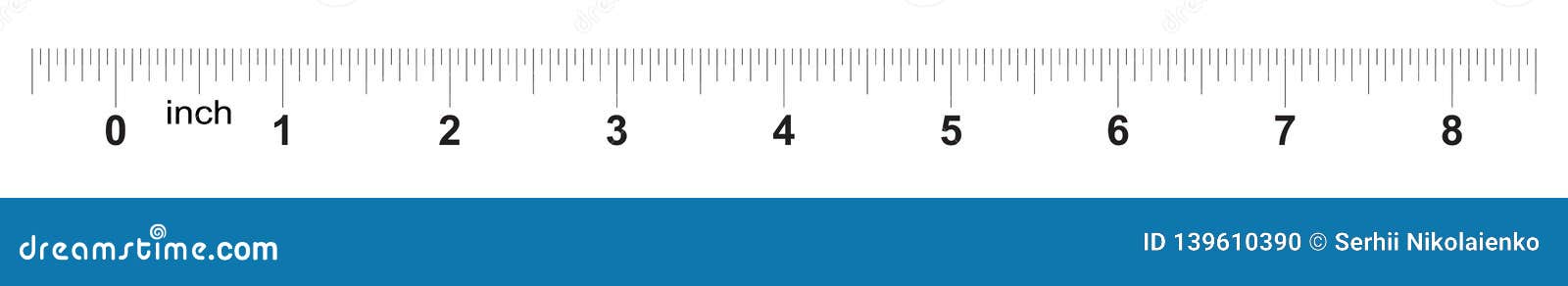 Ruler 8 Inches. Metric Inch Size Indicator. Decimal System Grid Stock ...