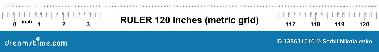 Ruler 120 Inches. Metric Inch Size Indicator. Decimal System Grid Stock ...