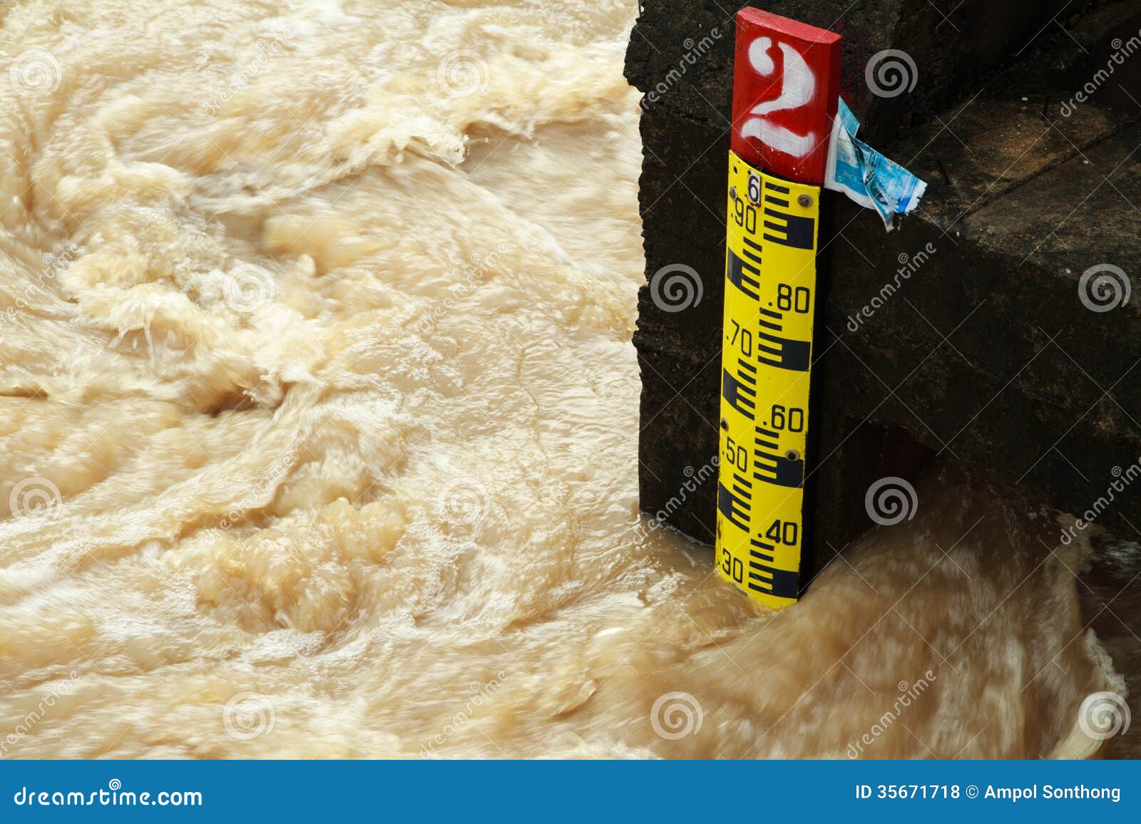 Ruler Indicating the Height of the Water Stock Photo - Image of scenic ...