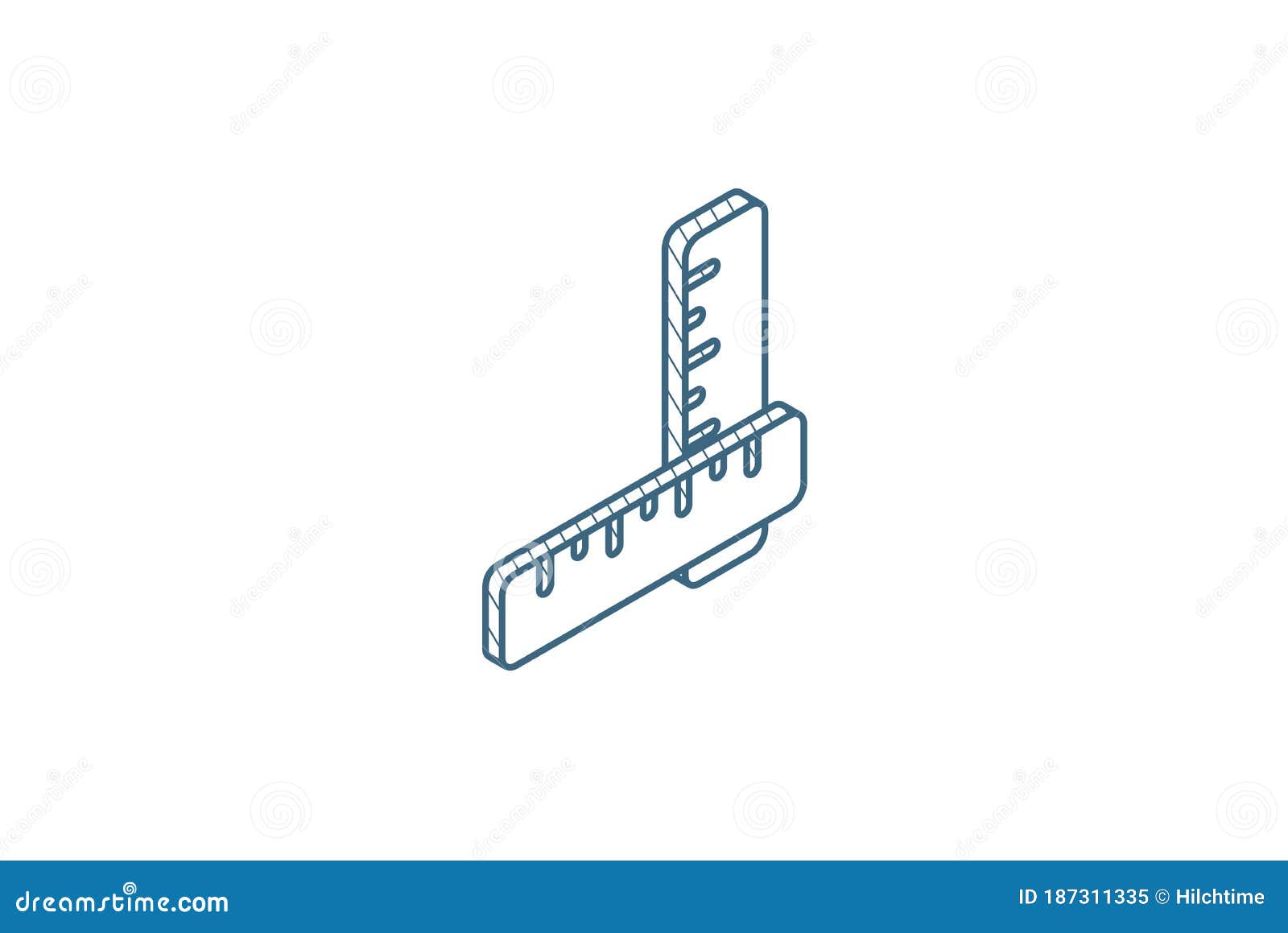 Ruler Isometric Icon. 3d Line Art Technical Drawing. Editable Stroke ...